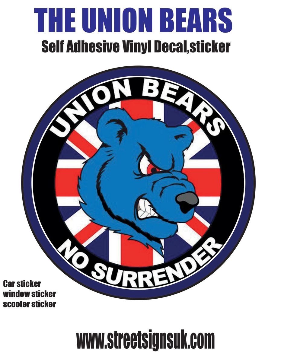 Union Bears self adhesive vinyl car sticker scooter decal wall art