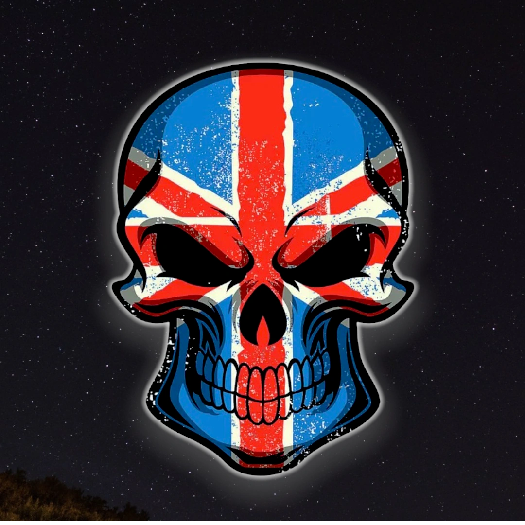 Vintage Look Union Jack Skull self adhesive vinyl car sticker scooter ...