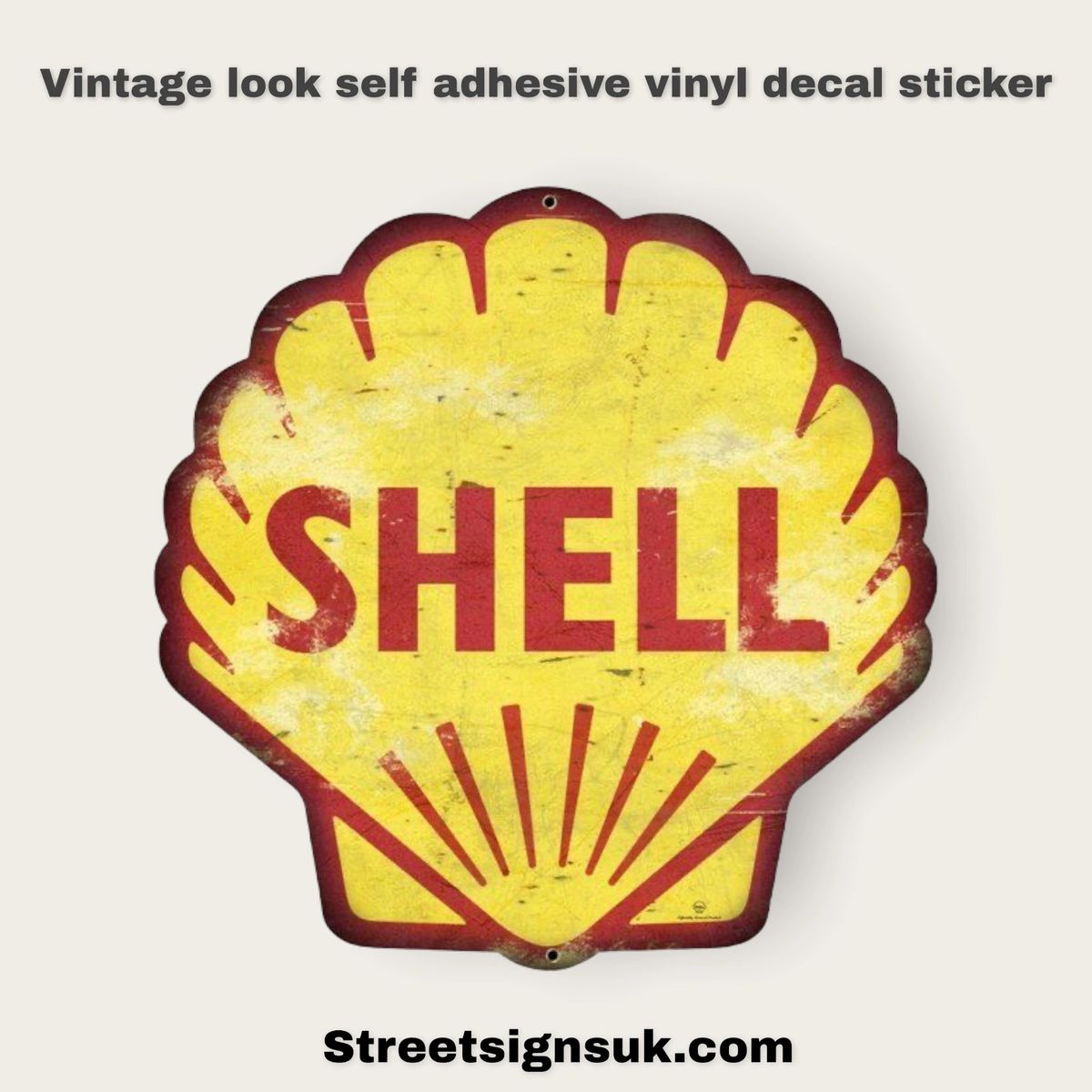 Vintage Shell self adhesive vinyl decal sticker in various sizes