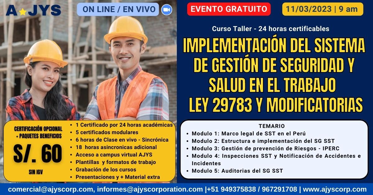 Implementación del SGSST Ley 29783 y modificatorias
