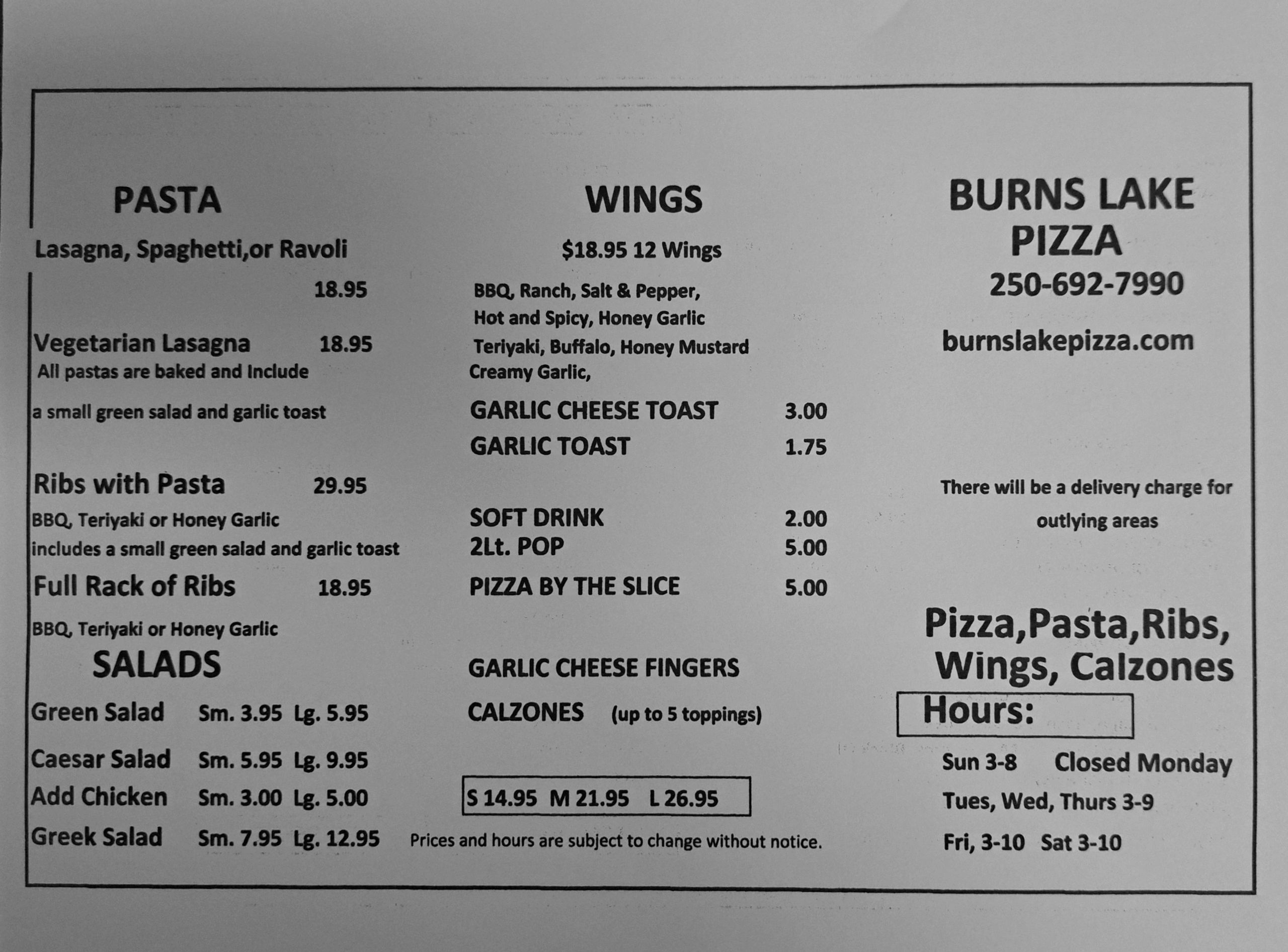 Burns Lake Pizza