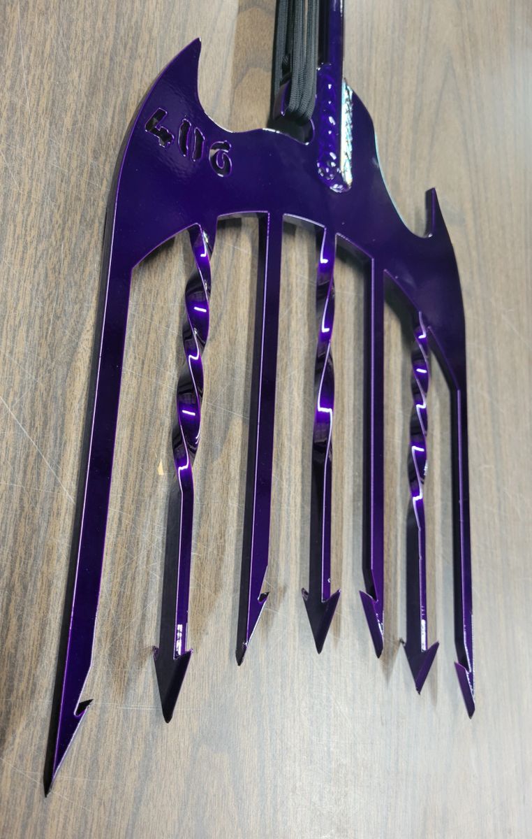 Purple & Black 406 Spear- 7 Tines(Curved Tines with Multiple Twisted ...