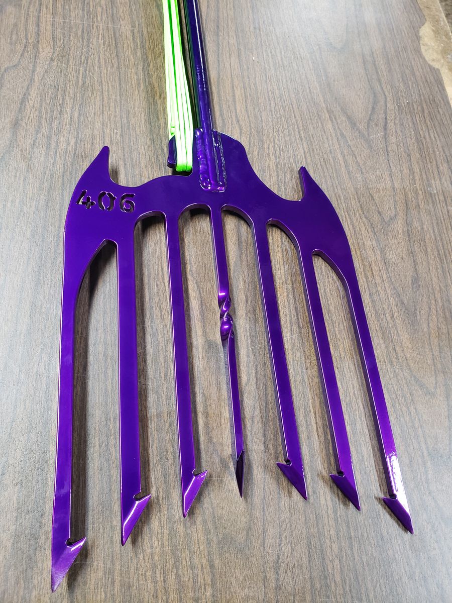 Purple/Green 406 Spear- 7 Tines(Curved Tines)(59")