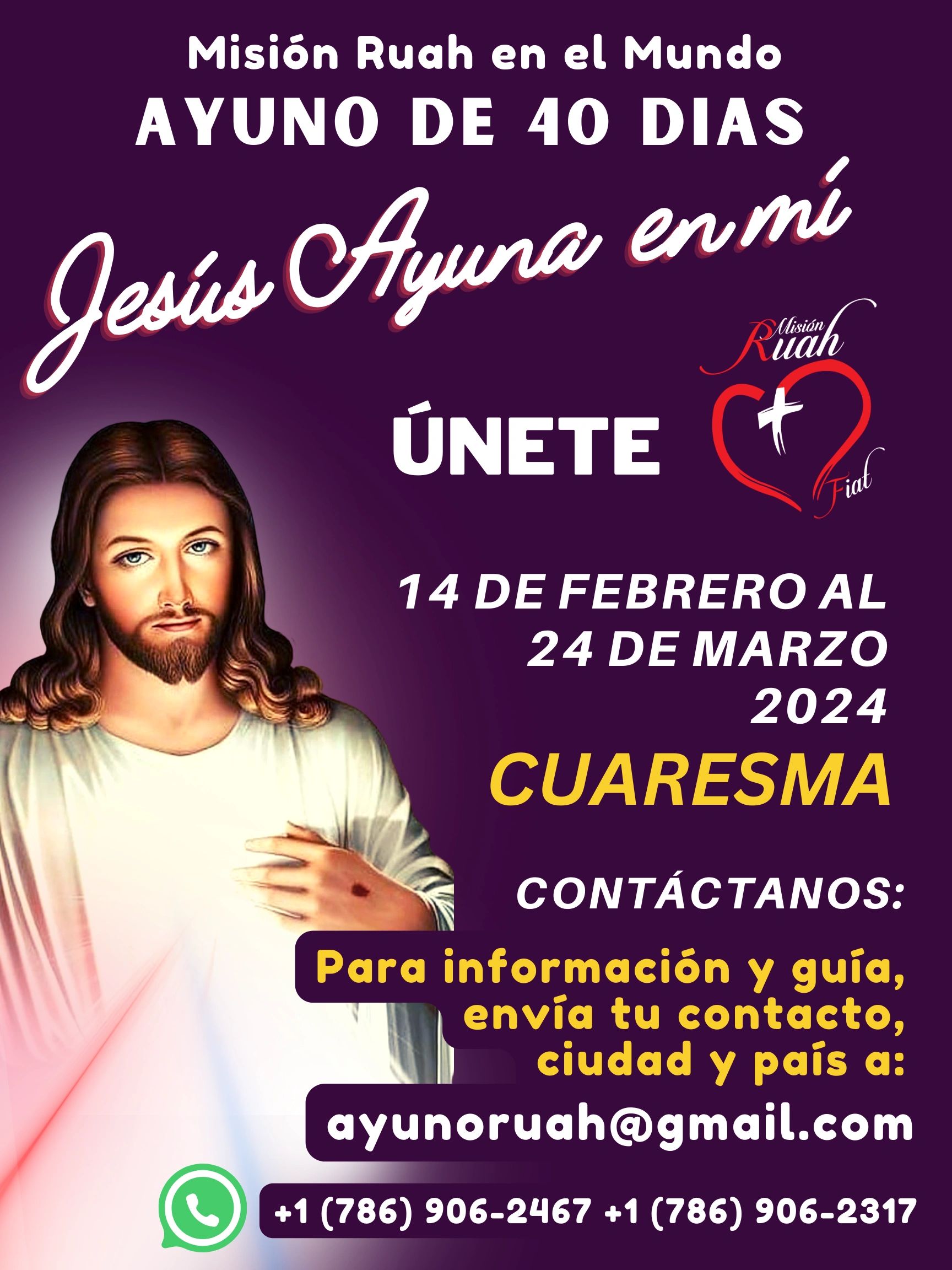 Te invitamos al ayuno de 40 días. Cuaresma.