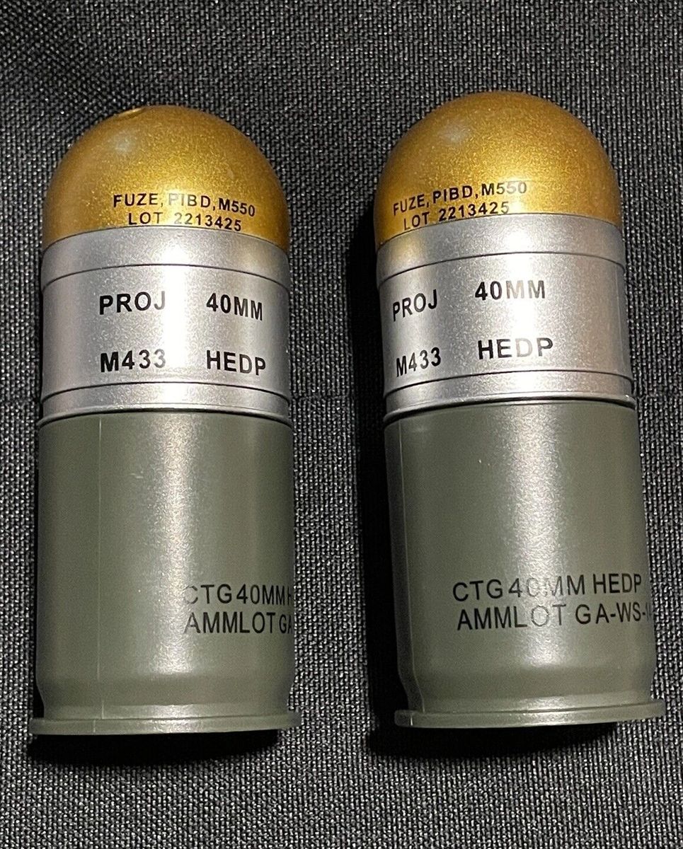 M433HE1 HEDP Dummy Grenade Shell Model Tactical Prop Storage Case 2 Pack