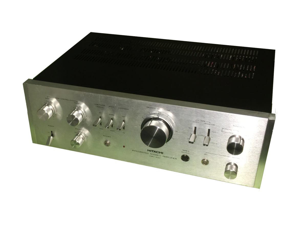 Beautiful Hitachi HA-410 2 x 35W silver face amplifier, 2 phono inputs ...