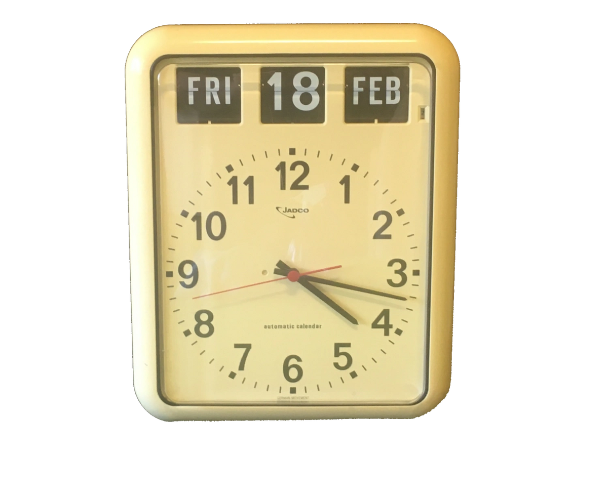 Jadco large BQ12 analogue “bank” clock with automatic flip calendar (c2007)