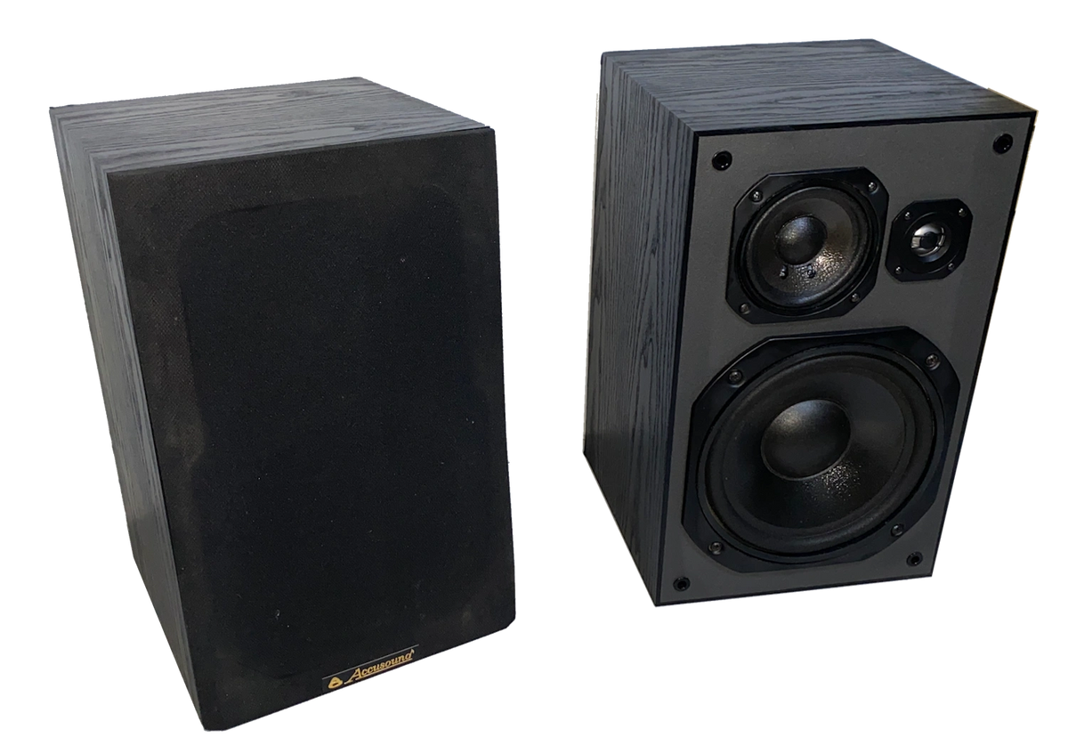 (Upgraded) Accusound AS-30.5 8in 3 way large bookshelf speakers, black ash