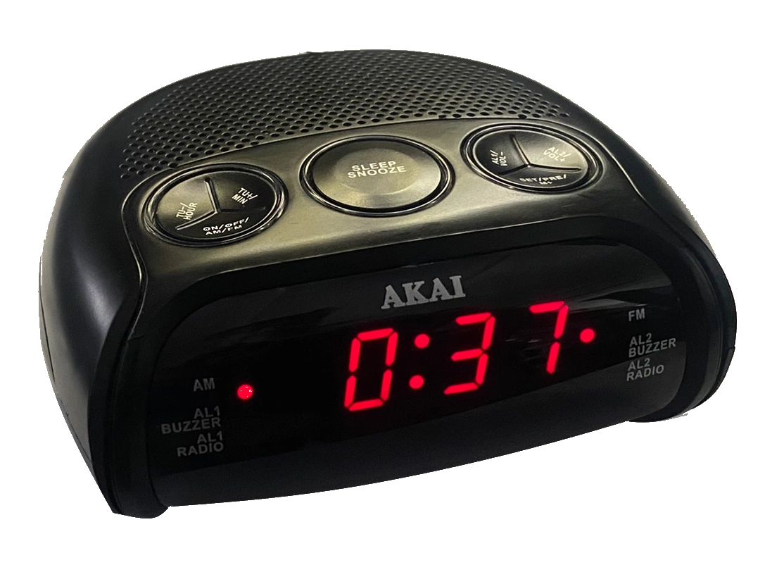 Akai ACR3193 Modern Compact AM/FM Red LED Clock Radio 2015