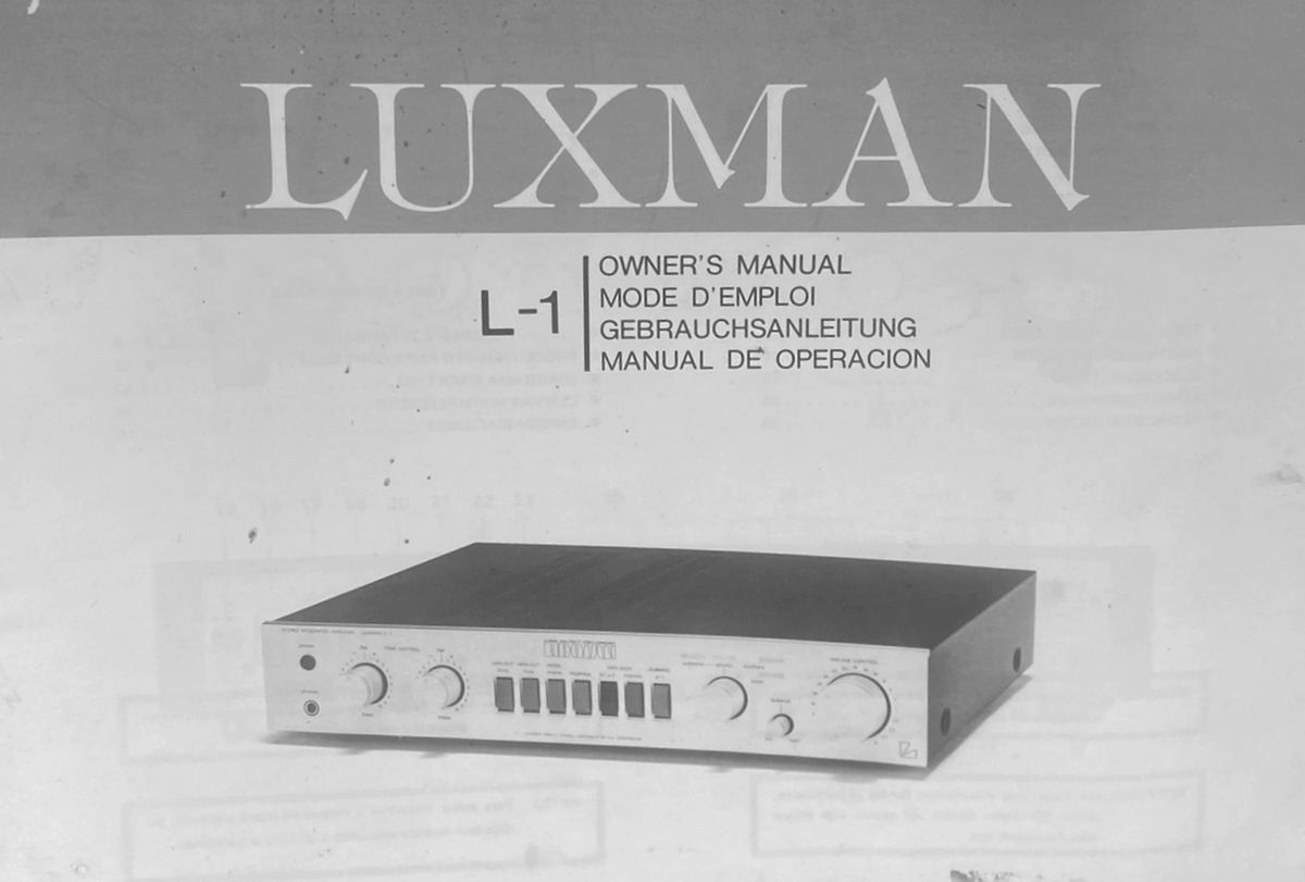 Downloadable scan of original user manual / owner manual Luxman L1 Amplifier