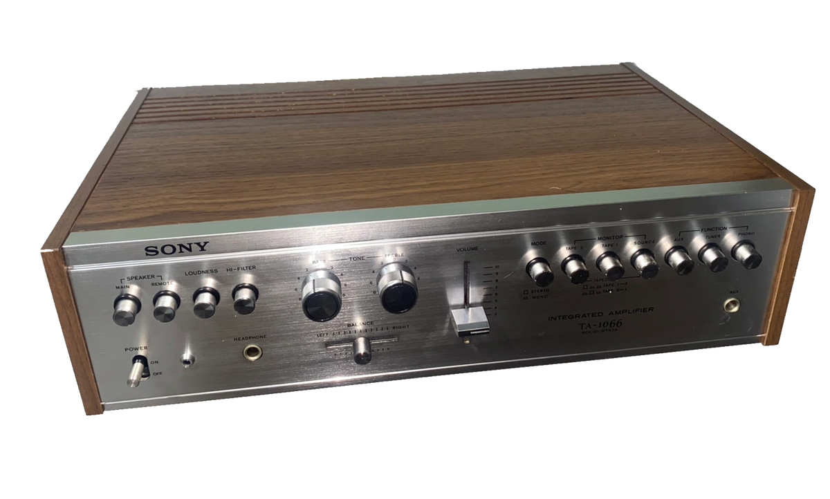 Impressive SONY TA-1066 TA1066 2 x 20W Amplifier Silver front / timber ...