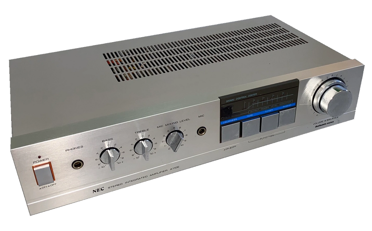 NEC A110E 2x20W silver face amplifier, compact with LED output meter ...