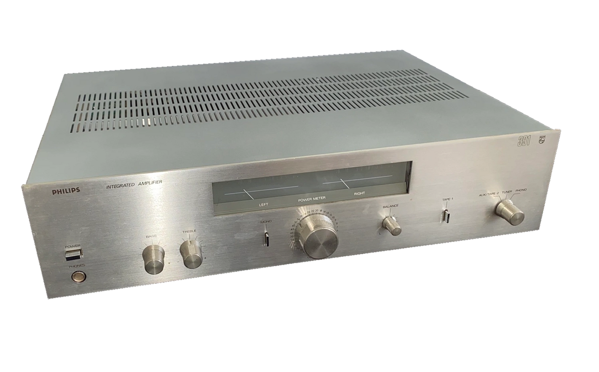 Philips AH-391 2 x 50W Amplifier with power meters, Silver face 1979 AH391
