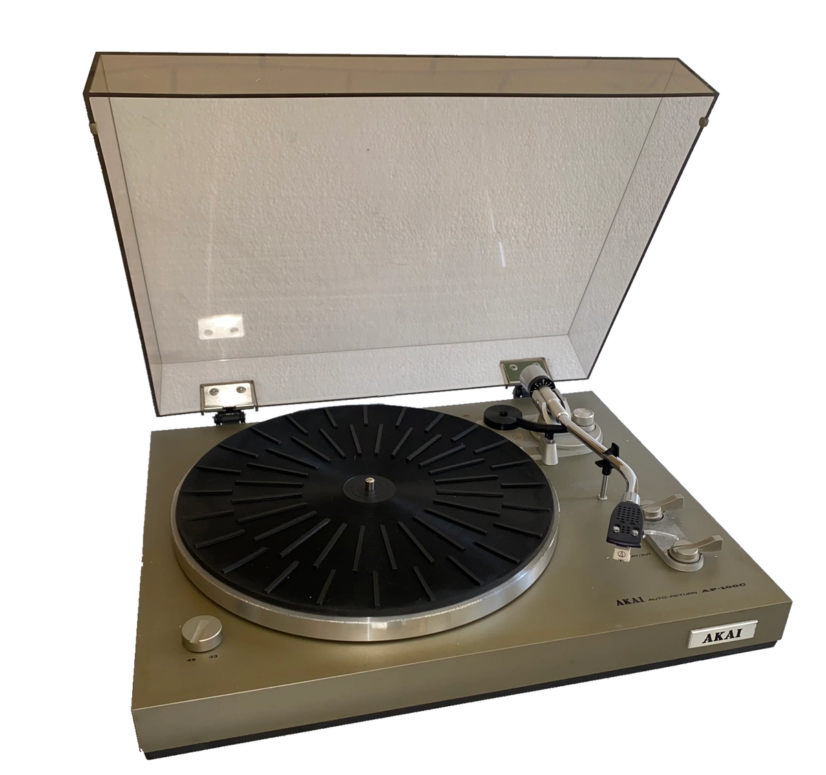 AKAI AP-100C Belt Drive Semi Automatic turntable Silver timber plinth ...