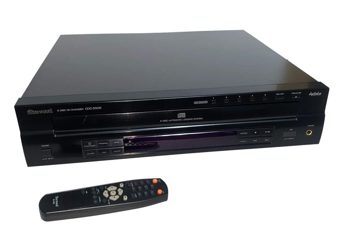 Sherwood CDC-5506 5 disc carousel CD player (also CD-R CD-RW CD-DA) and USB MP3 player Analogue ...