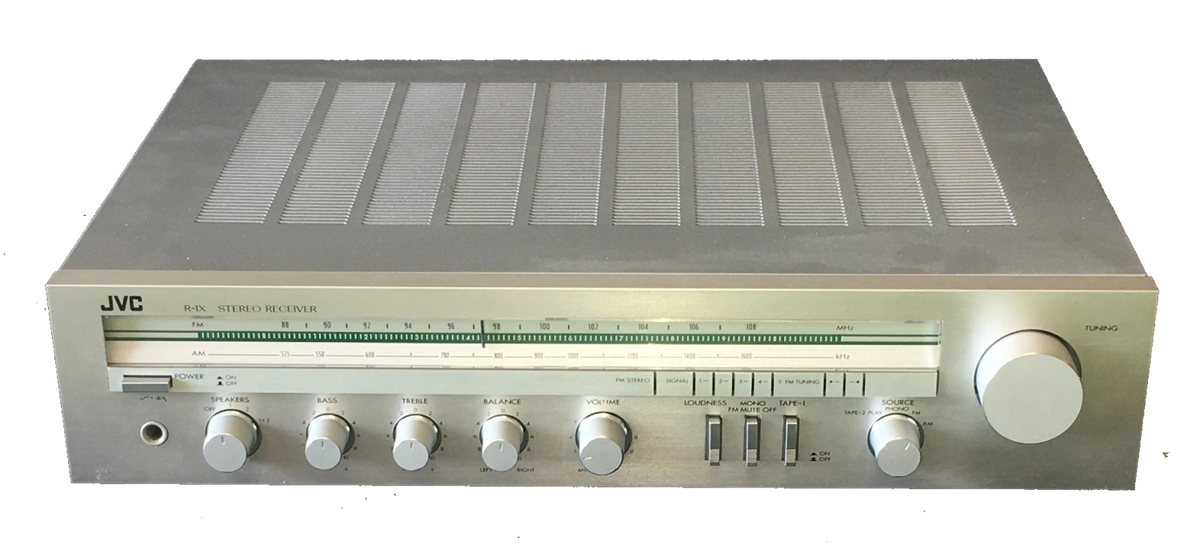 JVC R-1X AM/FM Receiver/Amplifier 2x25W Silver face light up dial scale ...