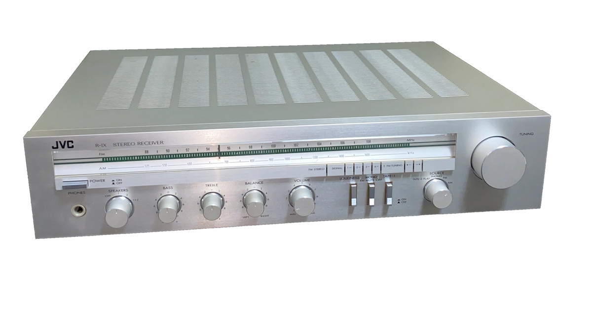 Handsome JVC R-1X AM/FM Receiver Amplifier 2x25W Silver face light up ...