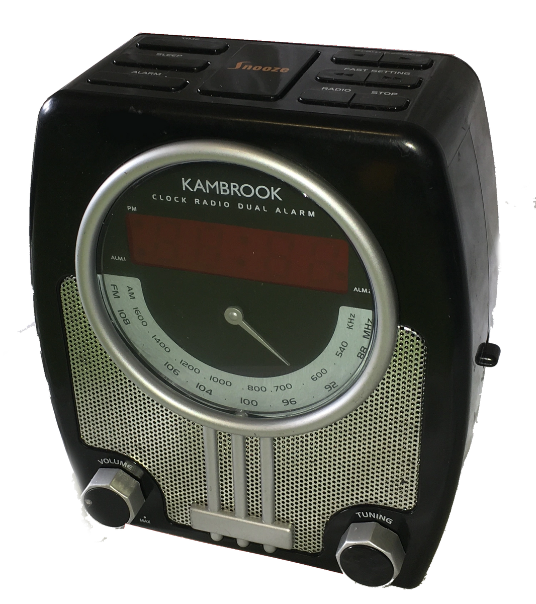 Kambrook Retro Look AM/FM Red LED clock radio vertical format 2004