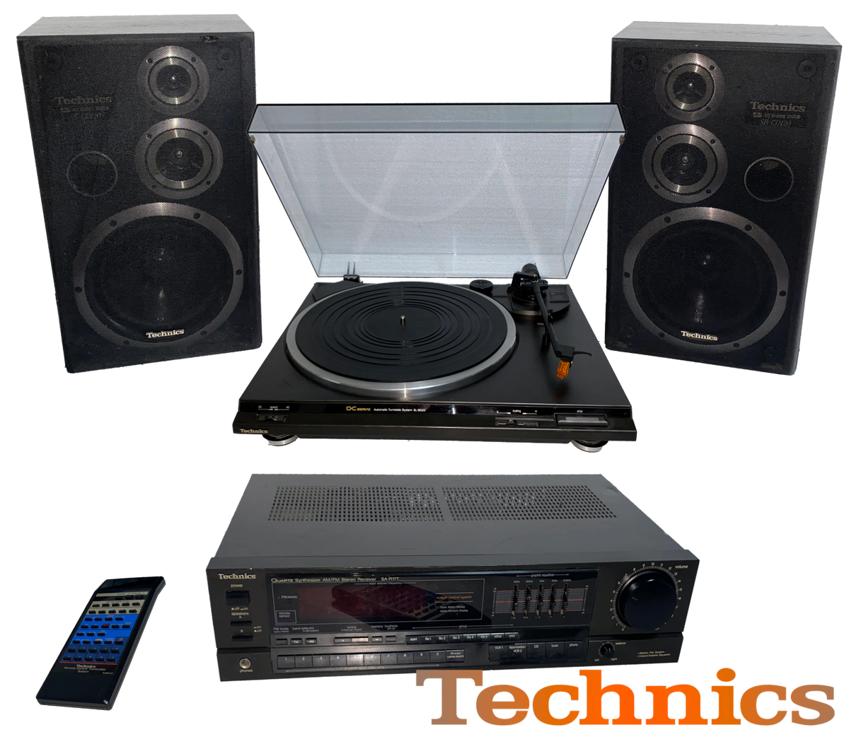80s/90s 2x40W TECHNICS Vinyl Hi-Fi system SL-BD20 Turntable, SA-R177 ...