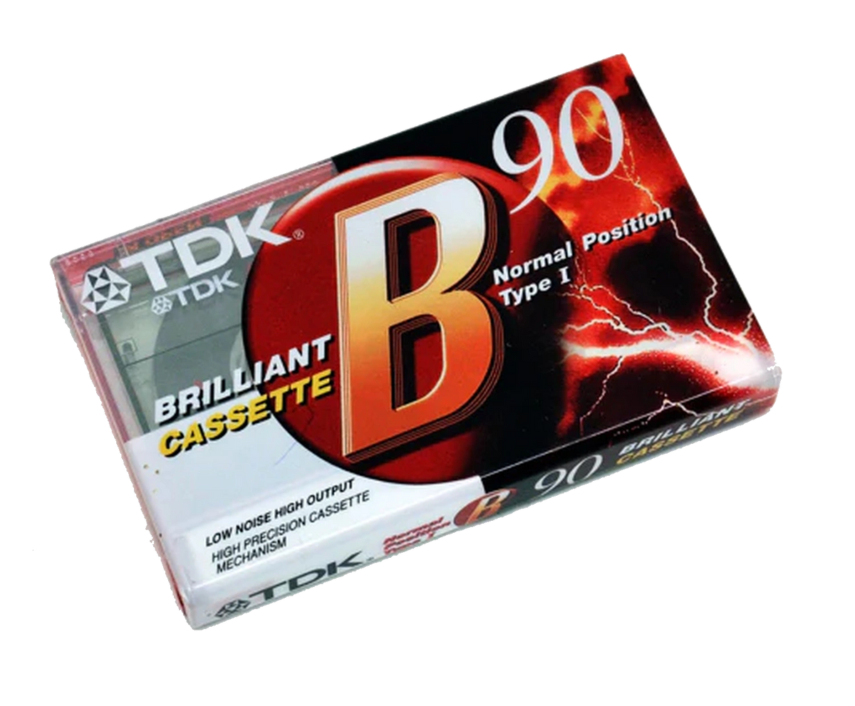 TDK "Brilliant" series B90 C90 Blank Cassette N.O.S. (Made in Thailand)
