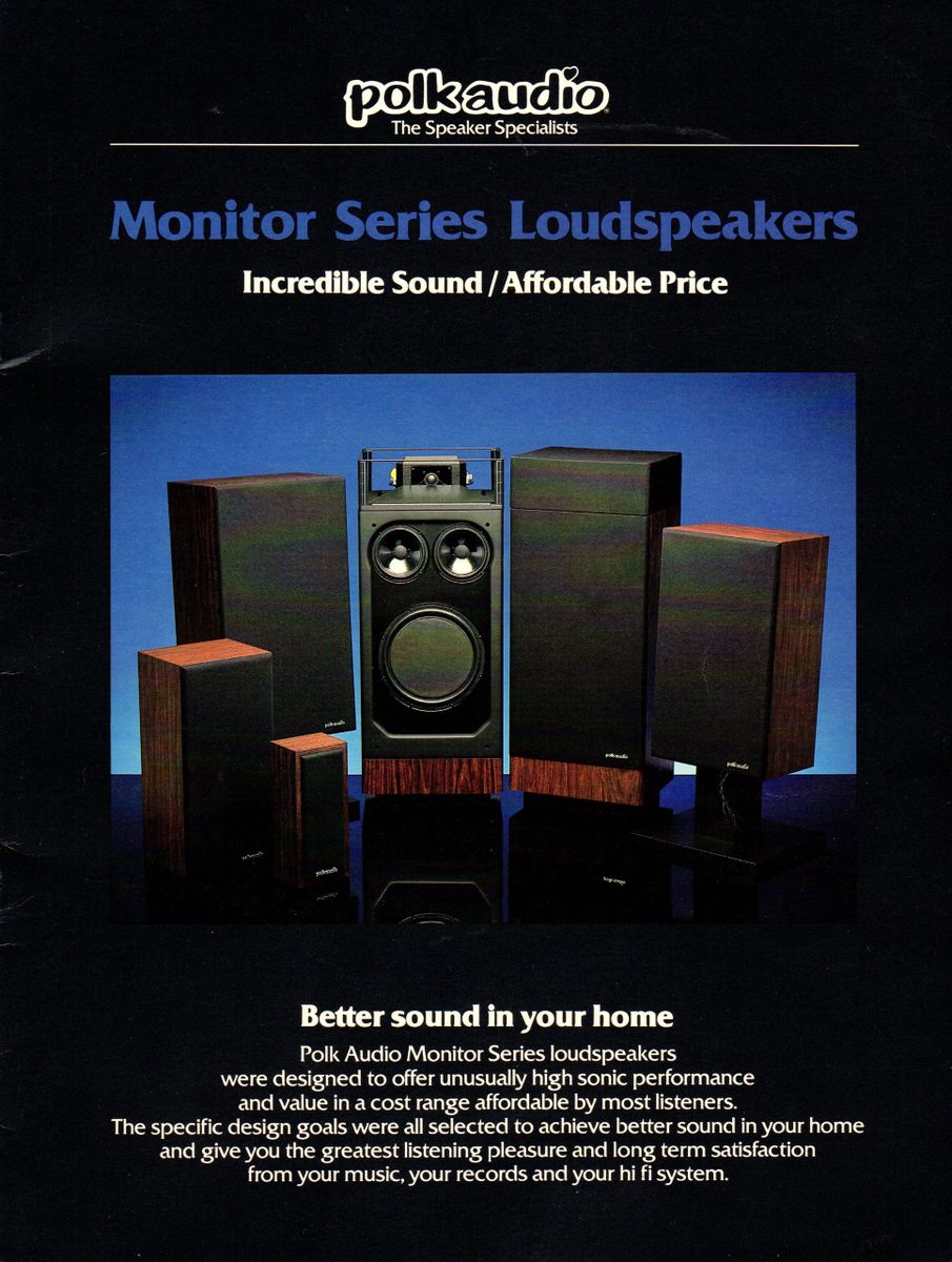 8 page brochure Polk Audio Monitor Series Loudspeakers c 1980