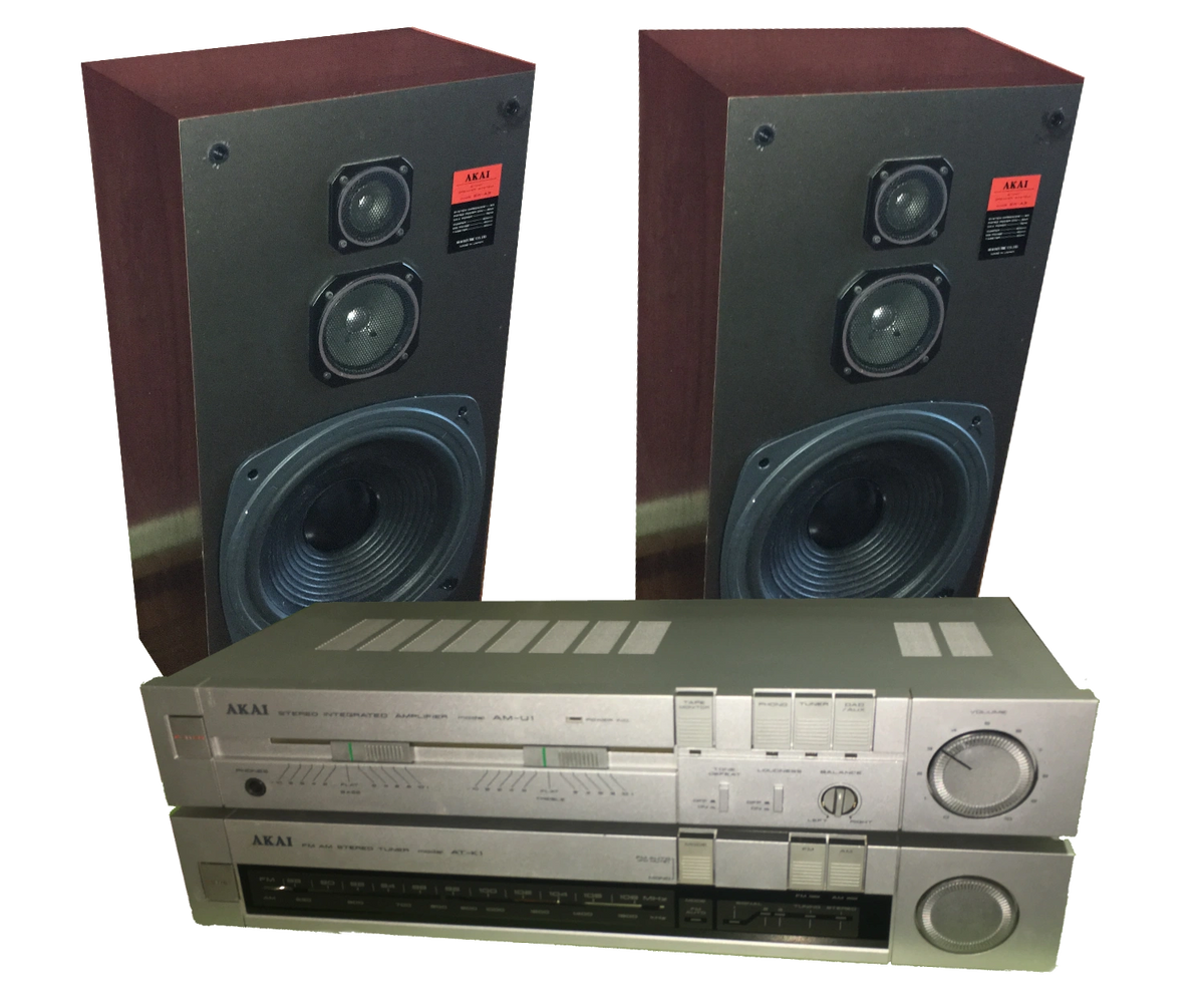 Vintage AKAI HiFi system - Amplifier / Tuner / Speakers with Turntable ...