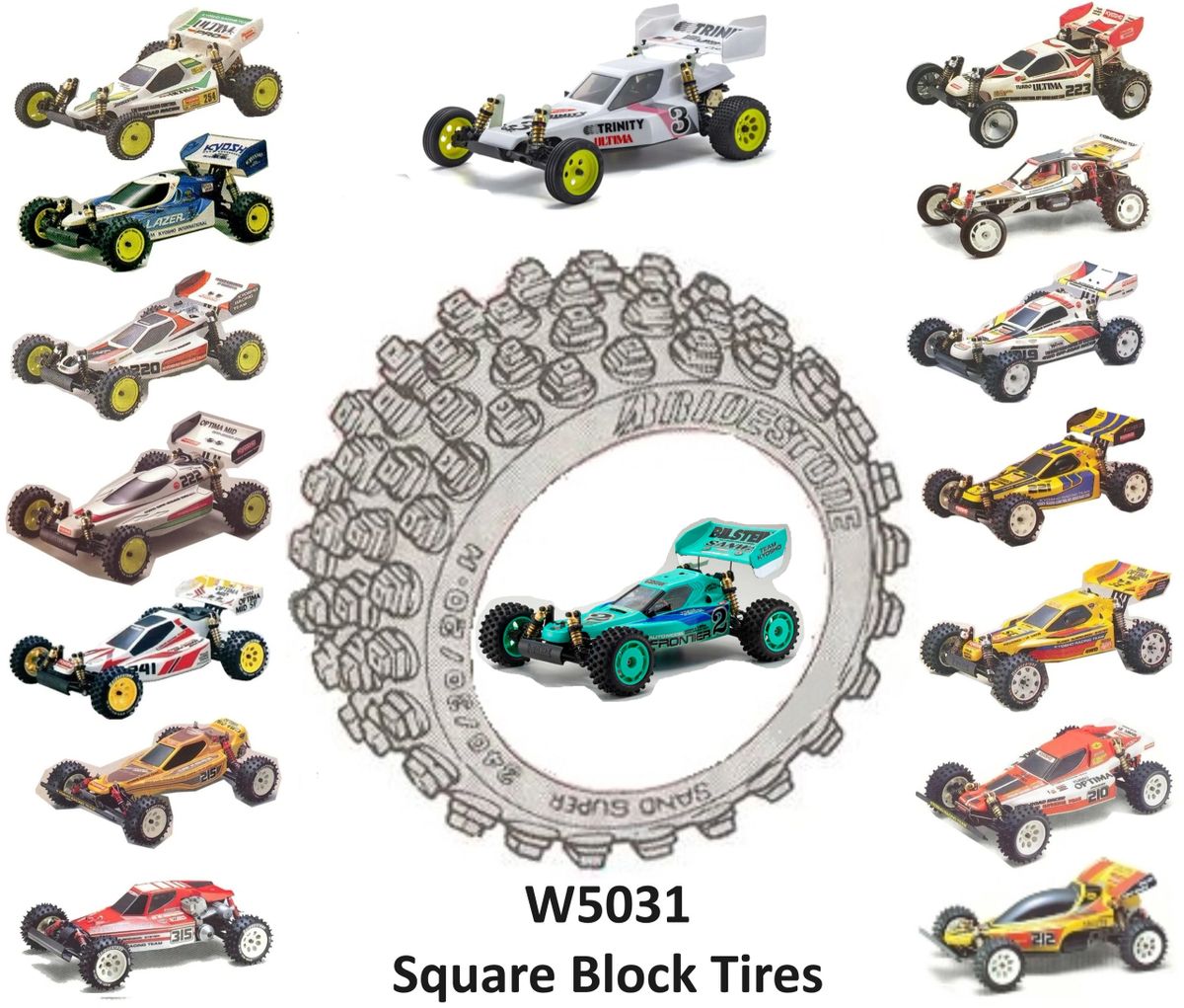 Kyosho Repro W5031 Square Block tires Optima and mid series (87 WC ...