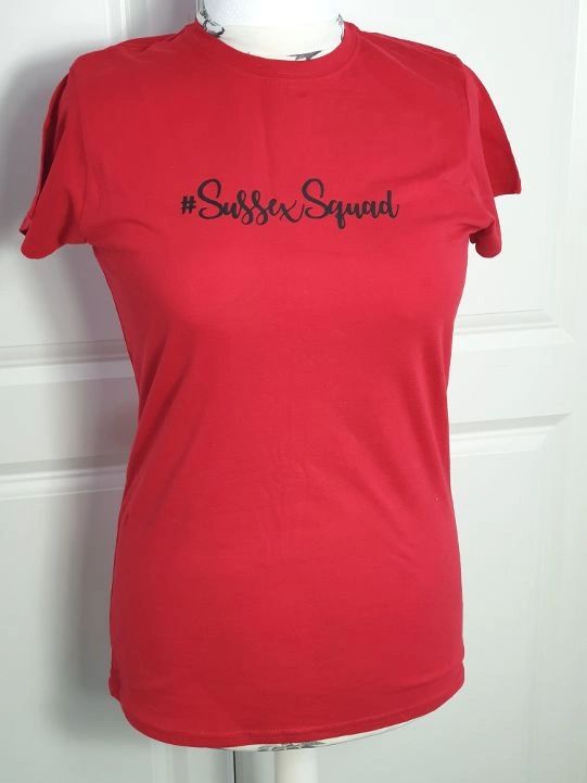 Red fitted printed top for women. XL