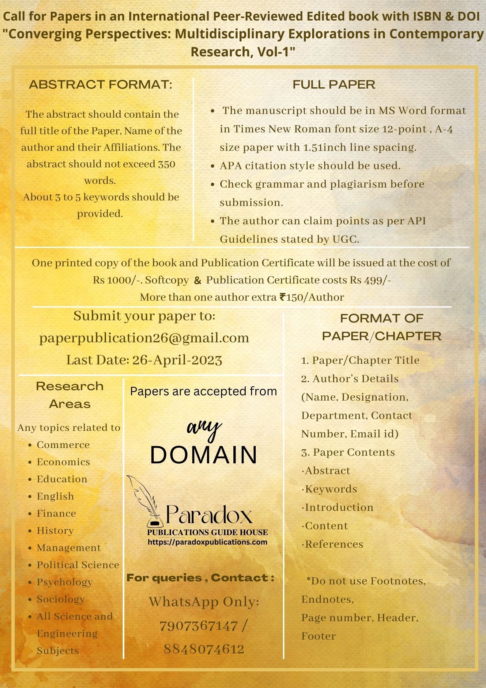 Paper Publication | Paradox Publications Guide House