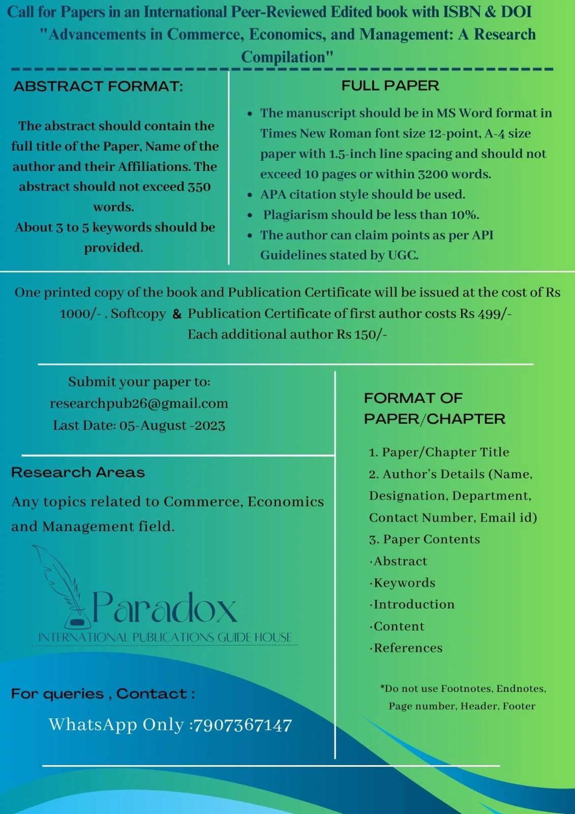 Paper Publication | Paradox Publications Guide House