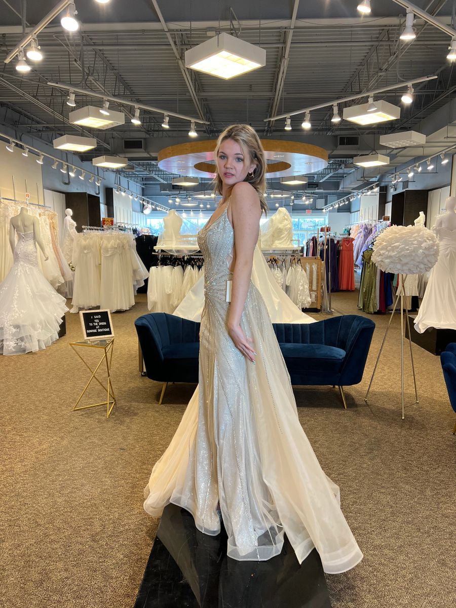 Sparkly Beaded Fitted with Slit and Overskirt Prom Dress