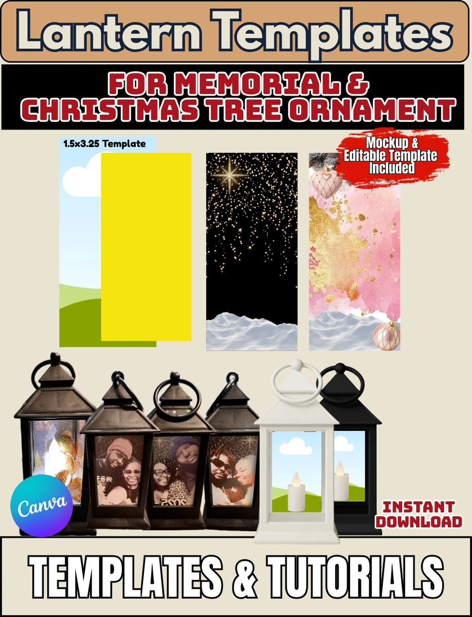 Editable Canva DT Lantern Template – 4-Sided Custom Lantern Ornament ...