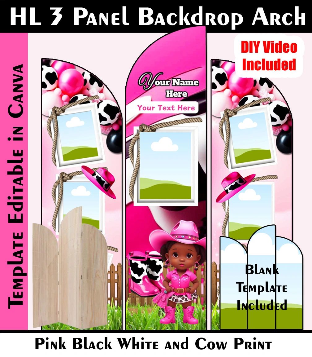 HL 3 Panel Backdrop Arch Template Editable in Canva with Bonus Template ...