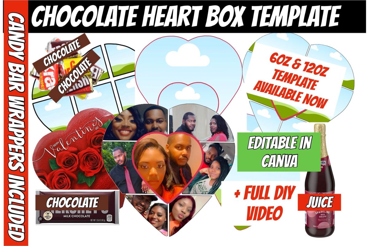 Valentines Chocolate Heart Template Bundle with Mini Chocolate ...