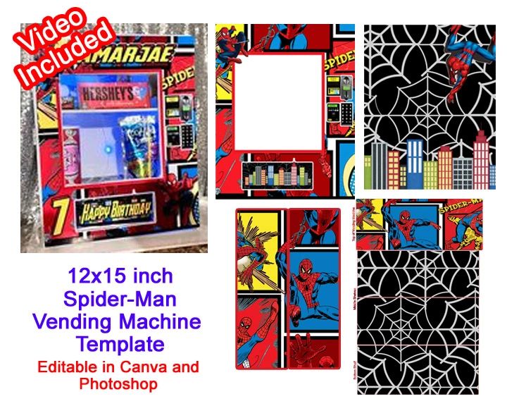 12x15 inch Spiderman Vending Machine - Editable in Canva and Photoshop ...