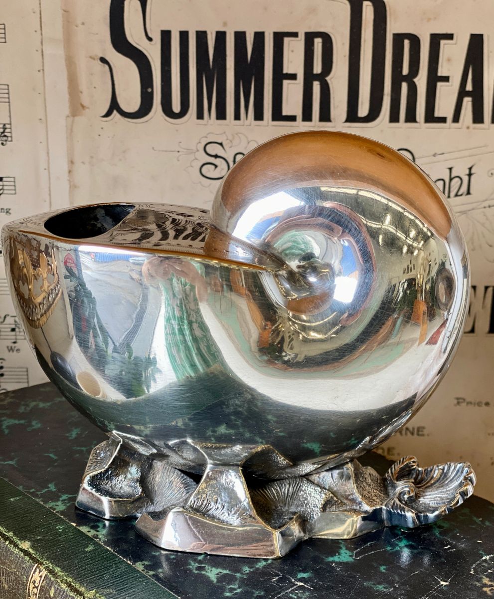Victorian Silverplate Nautilus Shell Circa Late 1800's