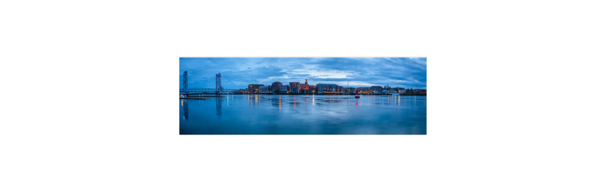 Blue dusk. A panoramic view of Portsmouth New Hampshire at dusk.