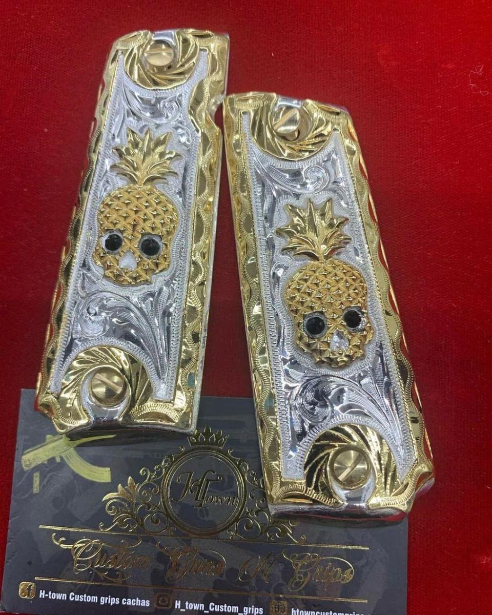 1911 super 38/45 cachas de piña con piedras zirconia