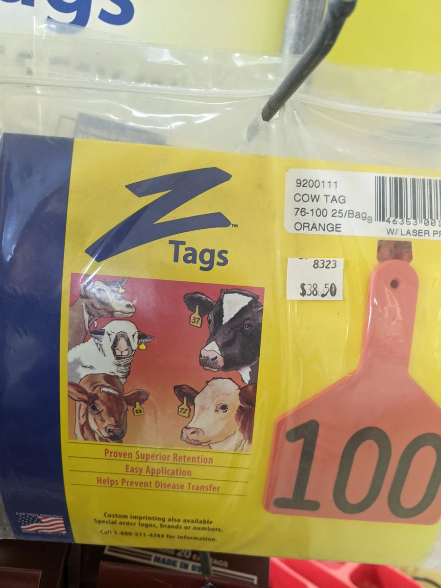 Z-Tags Long Neck Cow- Numbered