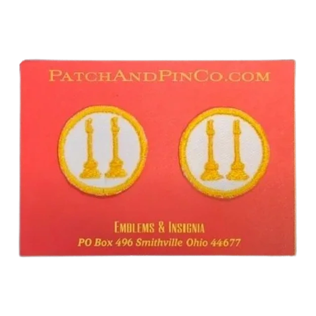 2 Bugles Parallel Gold on White Fire Captain Embroidered Collar Patches