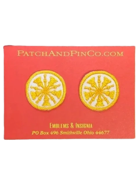 5 Bugles Gold on White Fire Chief Embroidered Collar Patches