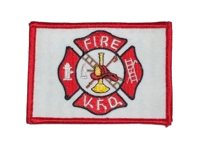 Fire Department Flag Patch VFD White