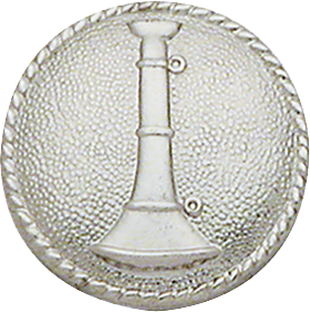Fire Department Round Disc Bugle Collar Rank Insignia Pair Silver