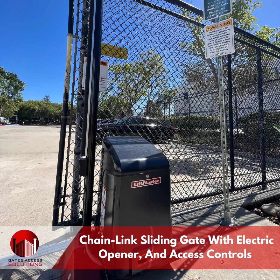 Chain-Link Sliding Gate With Electric Opener & Access Controls