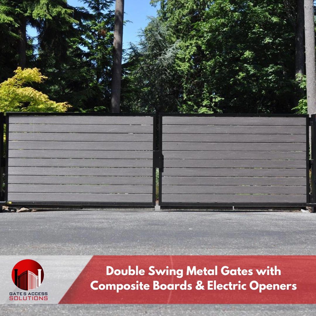 Custom Double Swing Metal Gate with Composite Boards