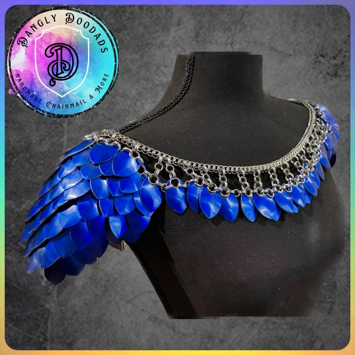SOLD (Reference Only): Blue Scalemaille Collar with Stunning Chains