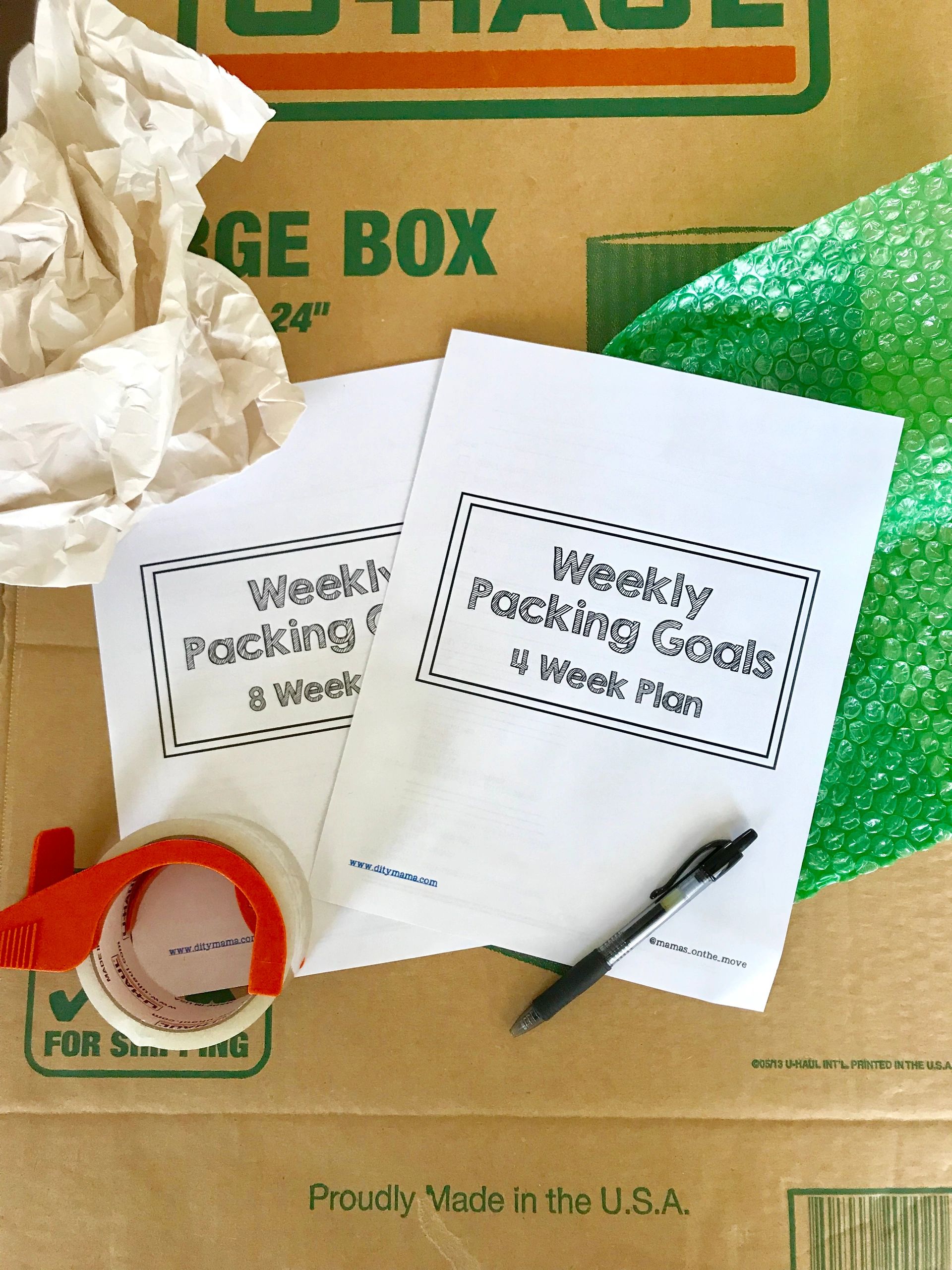 Weekly Packing Goals: 8 Week and 4 Week Plan