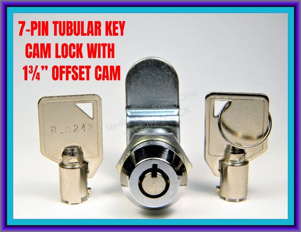 CAM LOCK WITH OFFSET CAM, TWO TUBULAR KEYS, HIGH-QUALITY LOCK