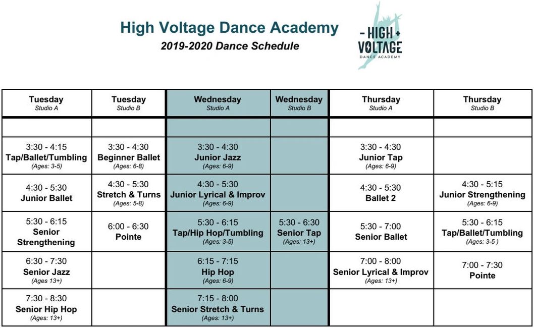 Class Schedule | High Voltage Dance Studio