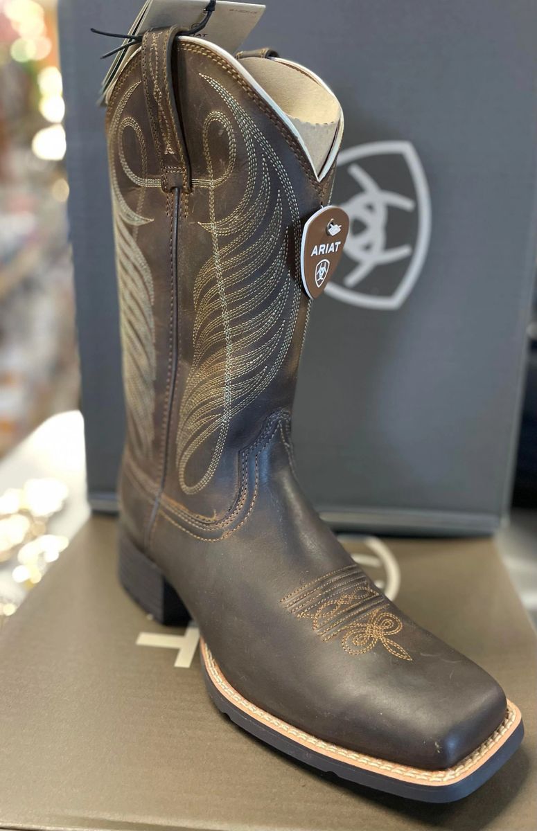 WOMEN'S Round Up Wide Square Toe Western Boot Powder Brown( Wide Calf)